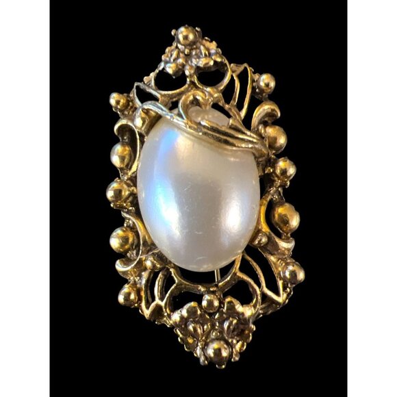 Jewelry | Very Fancy Gold Brooch Pin With Giant Pearl Colored Stone ...